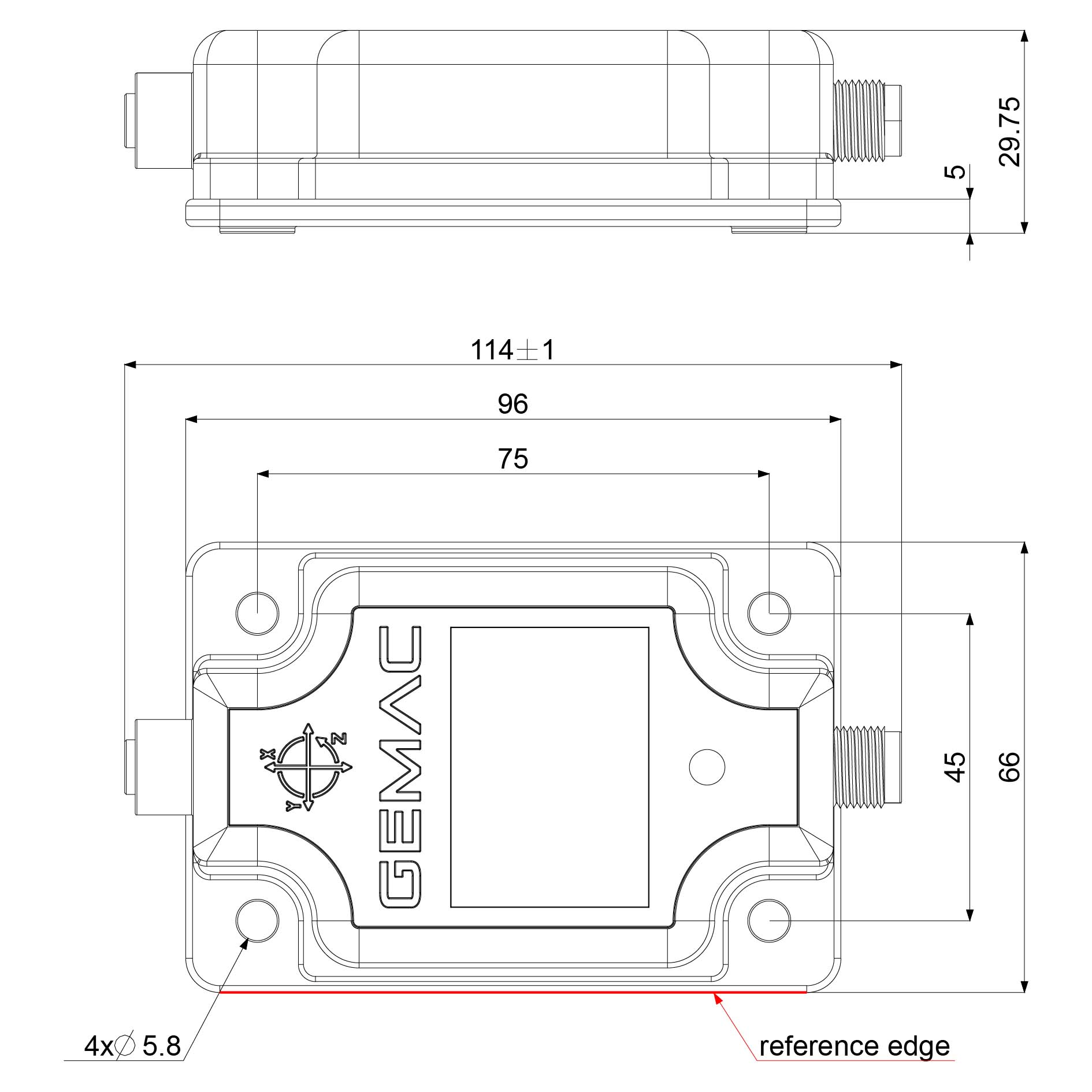 Dimensional drawings of the housings - GEMAC sensors